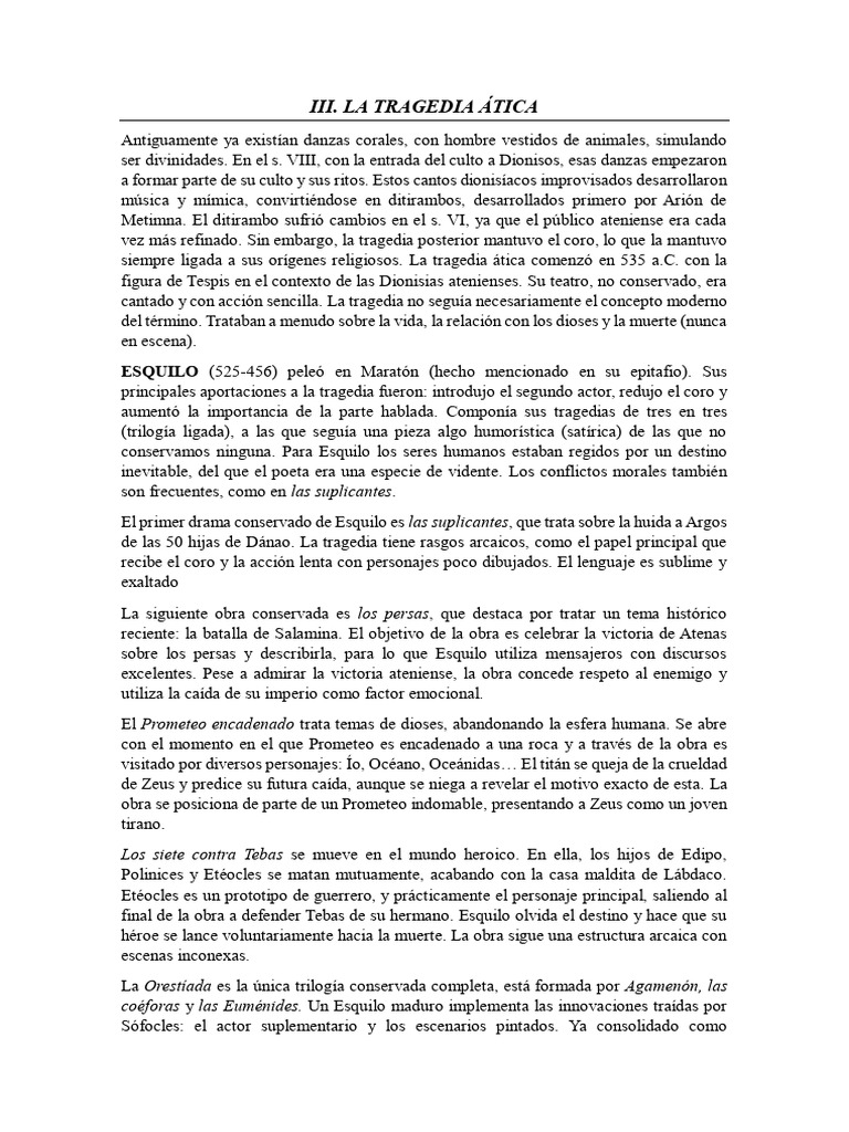 La Tragedia Ática: Orígenes y Evolución | PDF | Tragedia griega | Sófocles
