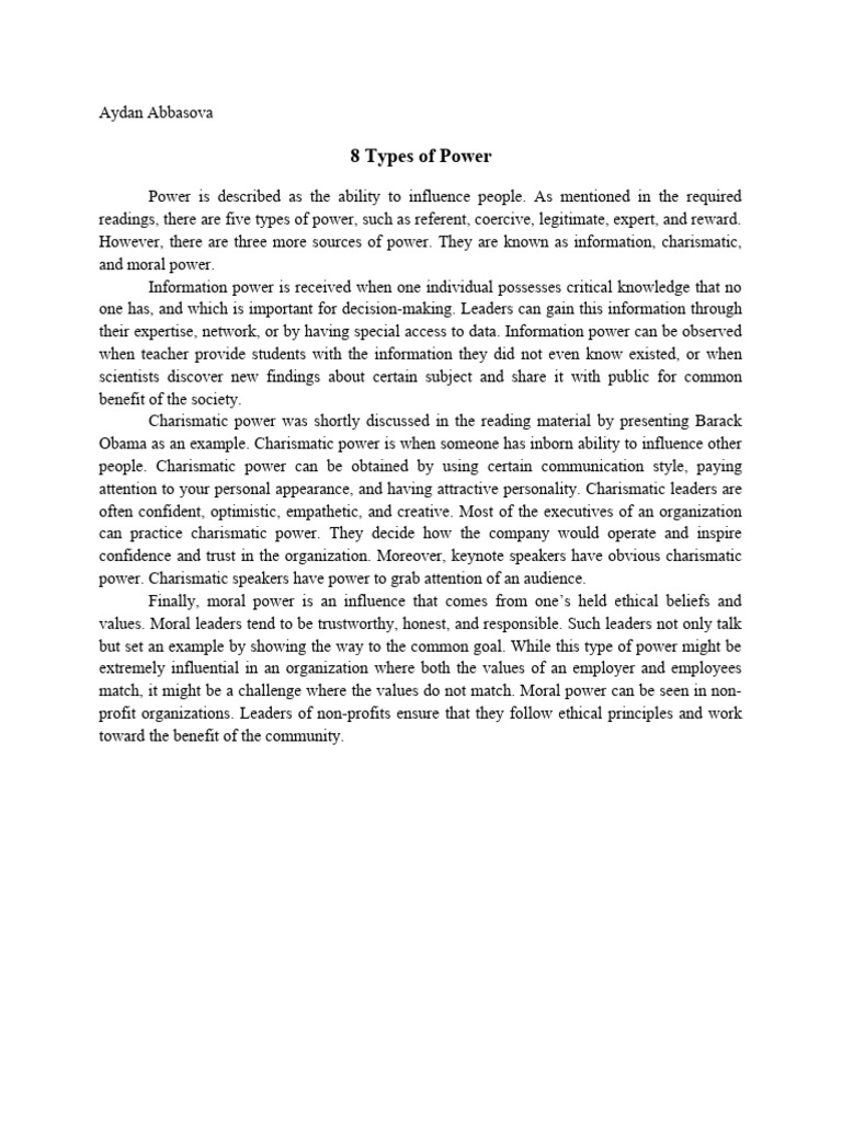 Understanding 8 Types of Power | PDF | Career & Growth | Self-Improvement