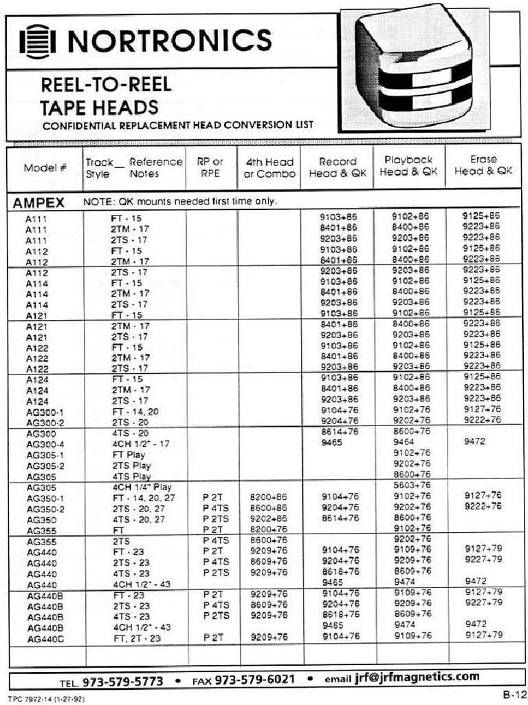 Nortronics Reel-to-Reel Heads | PDF