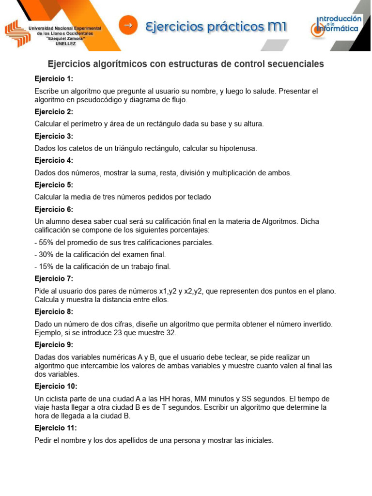 Ejercicios de Algoritmos y Estructuras de Control | PDF | Algoritmos