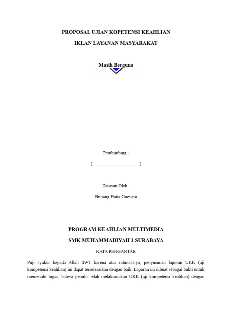 Contoh Proposal Ujian Kopetensi Keahlian Multimedia 2024 | PDF