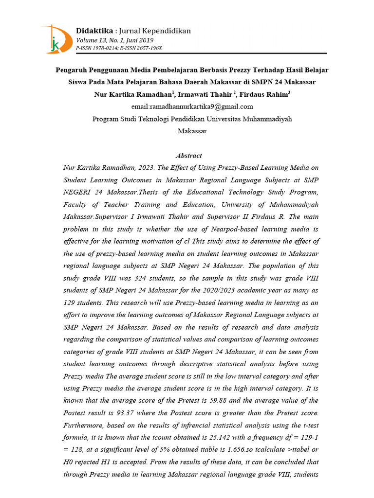 Jurnal Skripsi Nur Kartika Ramadhan | PDF | Methodology | Evidence