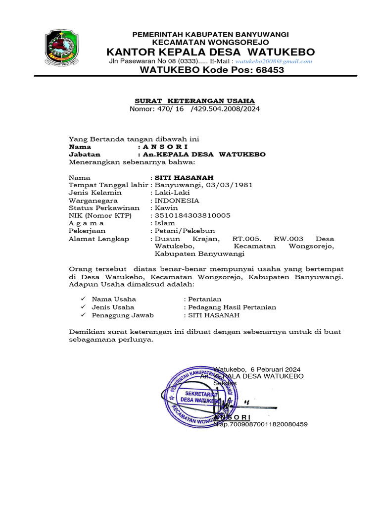 Surat KRT Usaha | PDF | Ilmu Sosial | Kesehatan Holistik