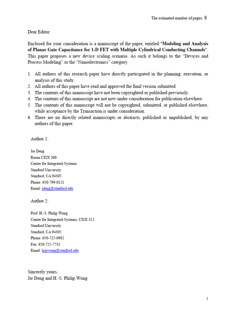 Gate Cap 1D FET | PDF | Field Effect Transistor | Capacitance