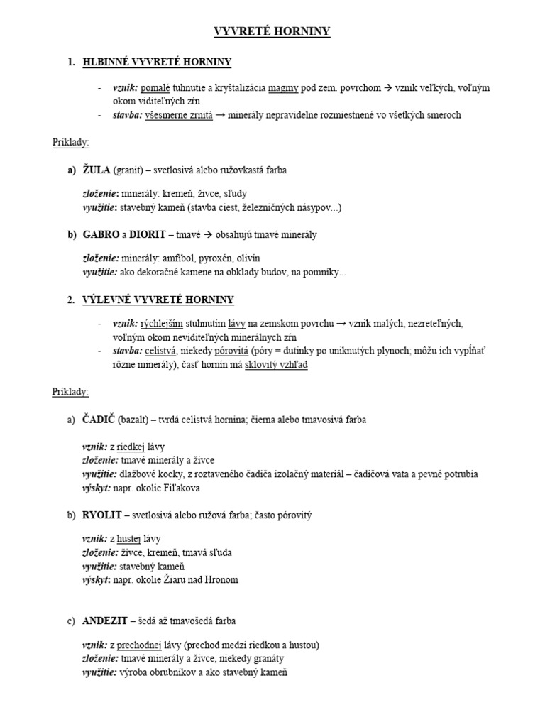 Vyvreté Horniny | PDF