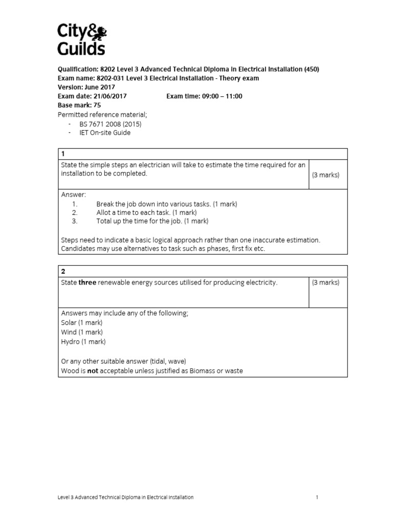 8202-031 and 531 Electrical Theory Exam Mark Scheme Summer 2017-pdf ...