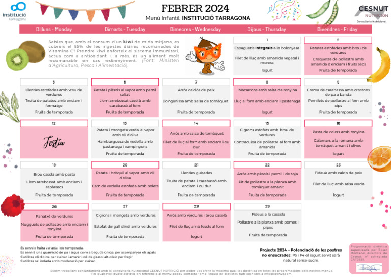 MENU INFANTIL FEBRER 2024 - Validat | PDF