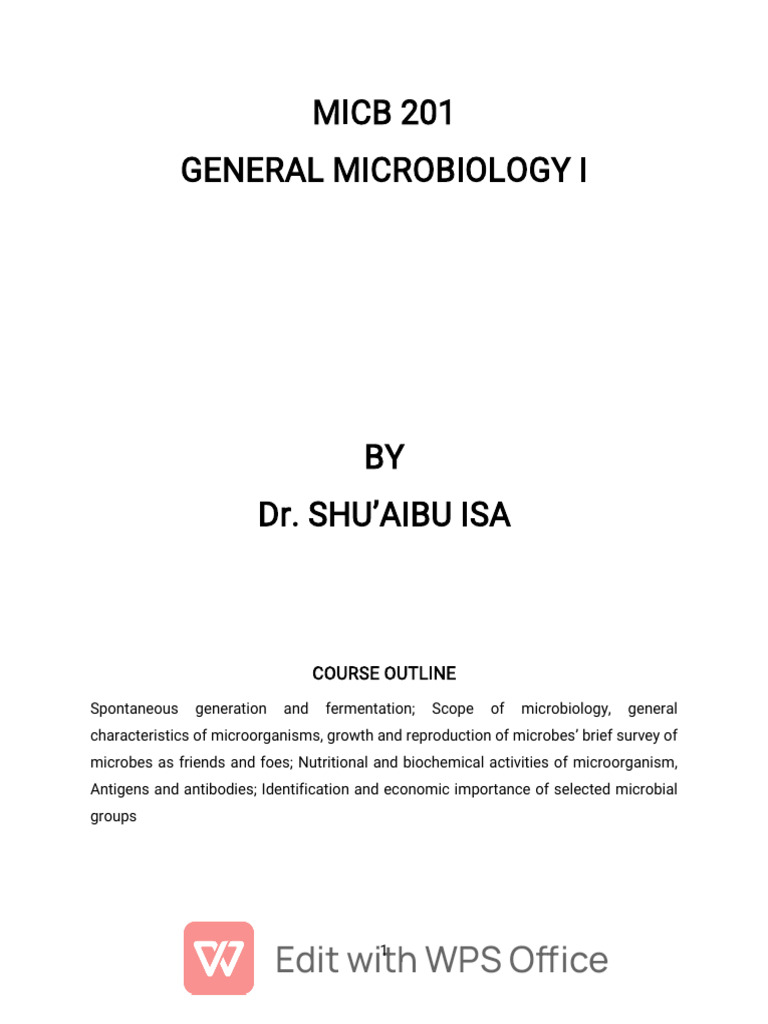 MICB 201 Lecture Note | PDF | Microbiology | Growth Medium