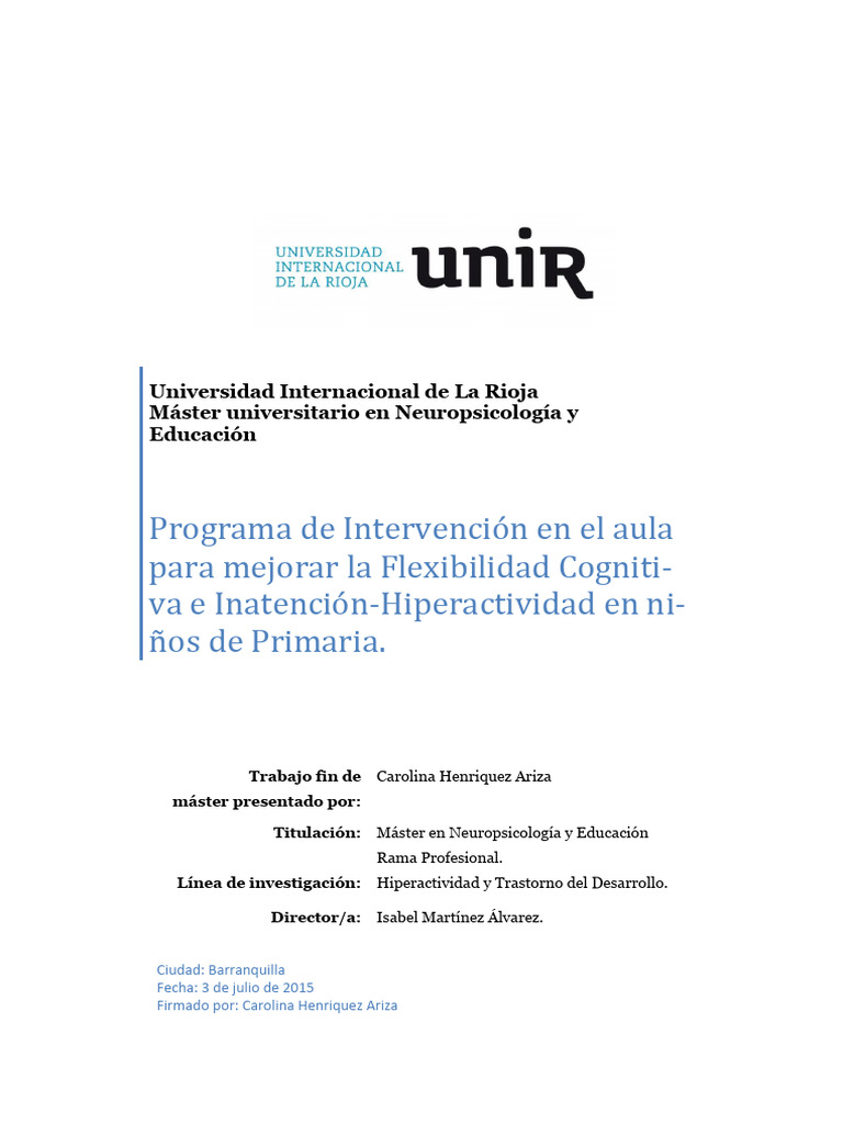 Prog de Intervencion para Mejorar La Flexibilidad C e Inatencion en ...