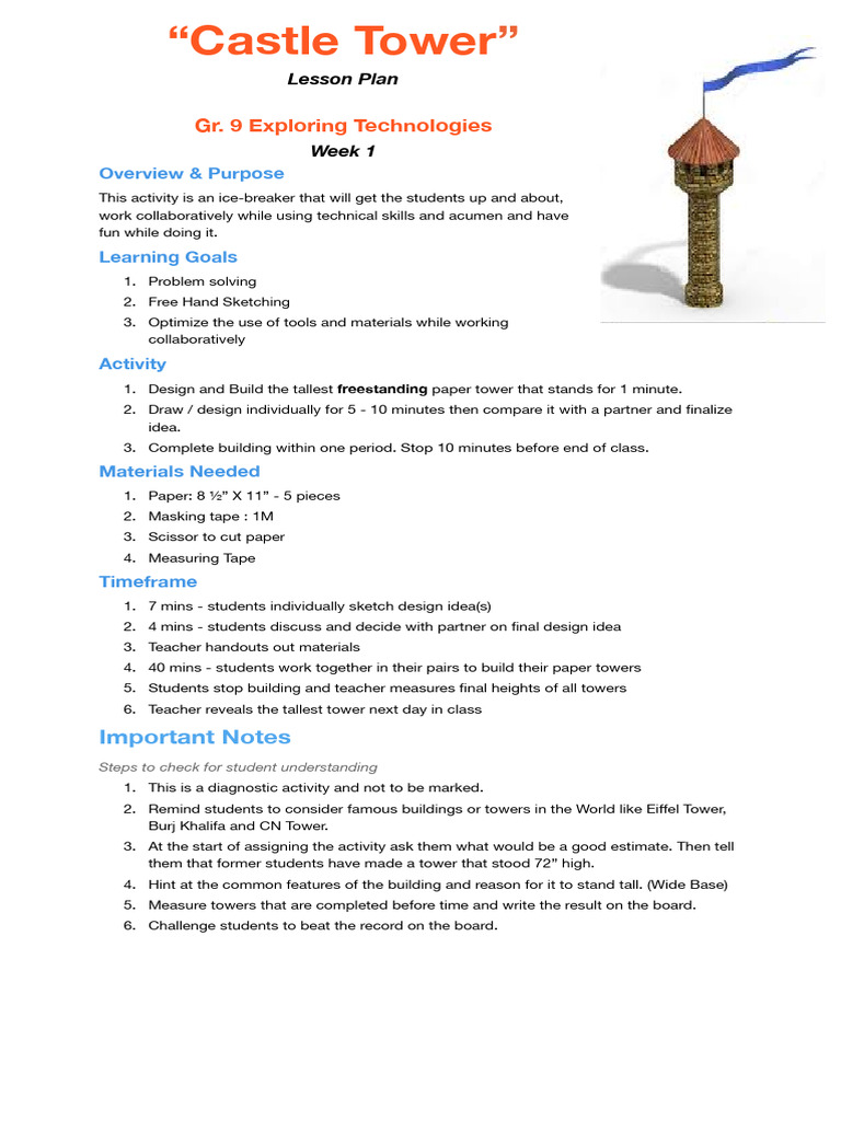 02 Castle Paper Tower Challenge | PDF