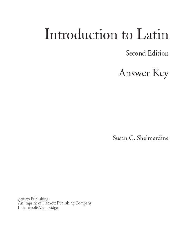 Introduction To Latin - Answer Key (Shelmerdine, Second Edition) | PDF ...