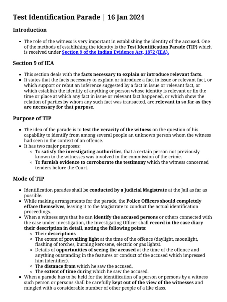 Test Identification Parade | PDF
