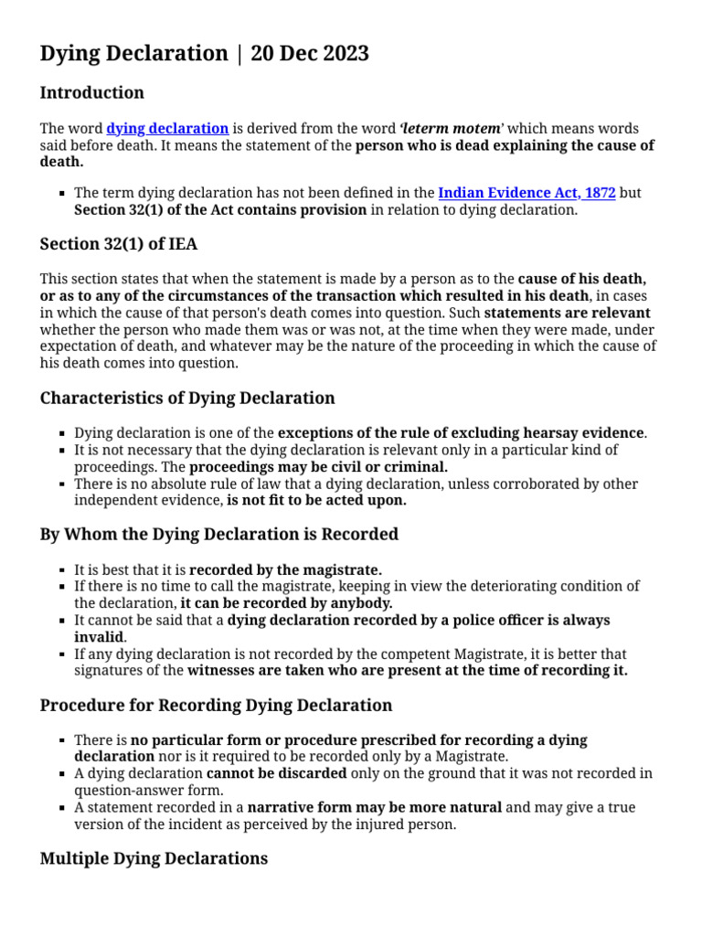 Dying Declaration | PDF
