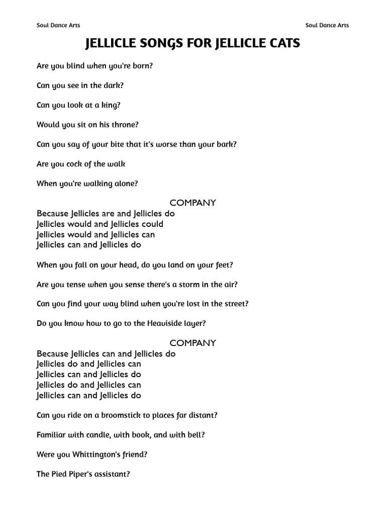 Jellicle Songs For Jellicle Cats Lyrics | PDF | Religious Belief And ...