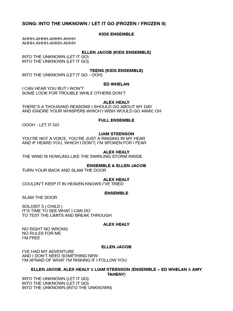 Let It Go: Into The Unknown Lyrics | PDF