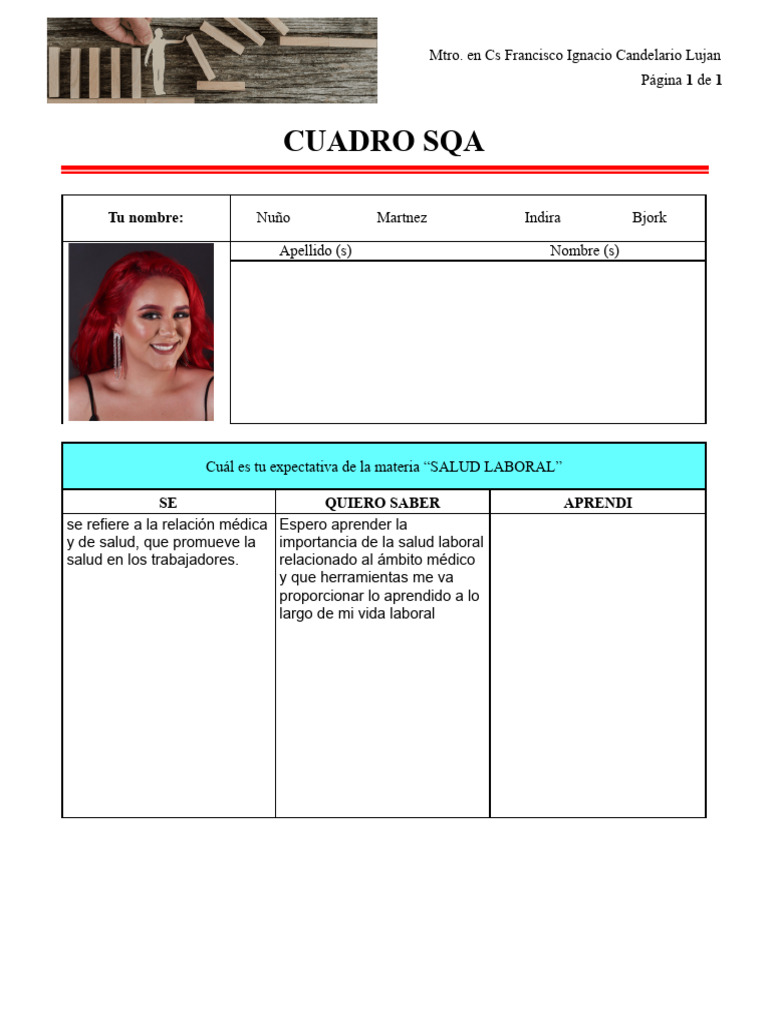 Cuadro Sqa: Tu Nombre | PDF