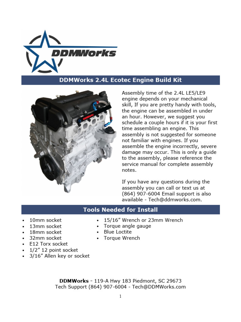 2.4L Ecotec Engine Assembly Guide | PDF | Mechanical Engineering | Manufactured Goods