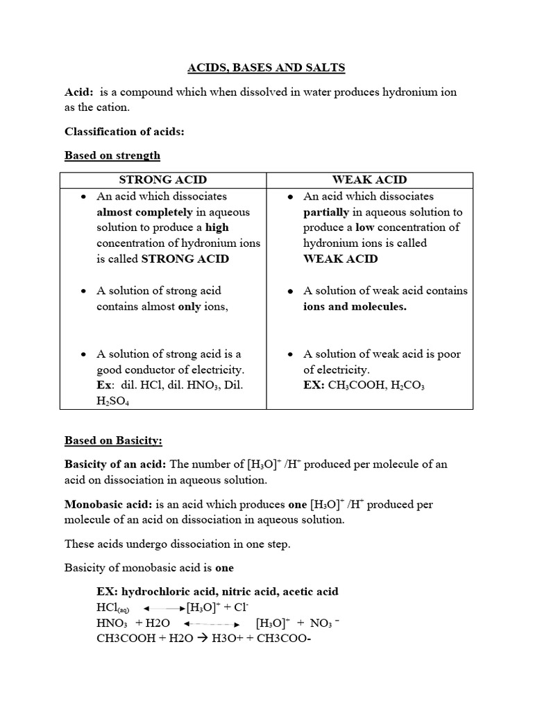 Acids, Bases and Salts | PDF | Acid | Hydroxide