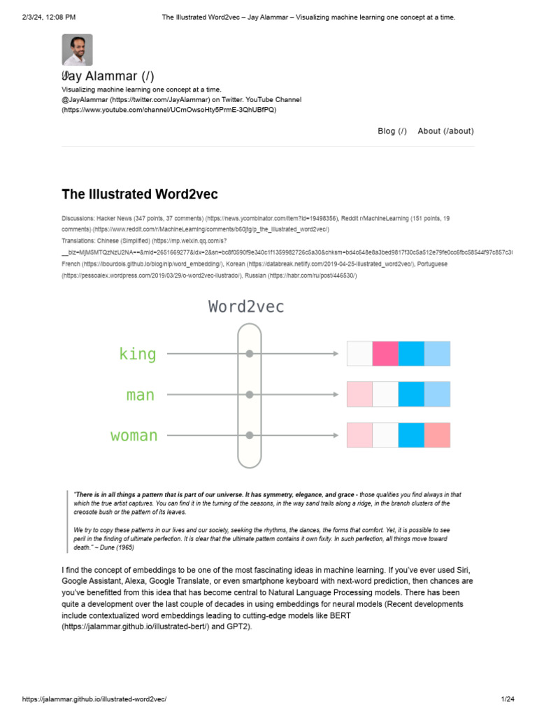 The Illustrated Word2vec – Jay Alammar – Visualizing machine learning one concept at a time_ | PDF