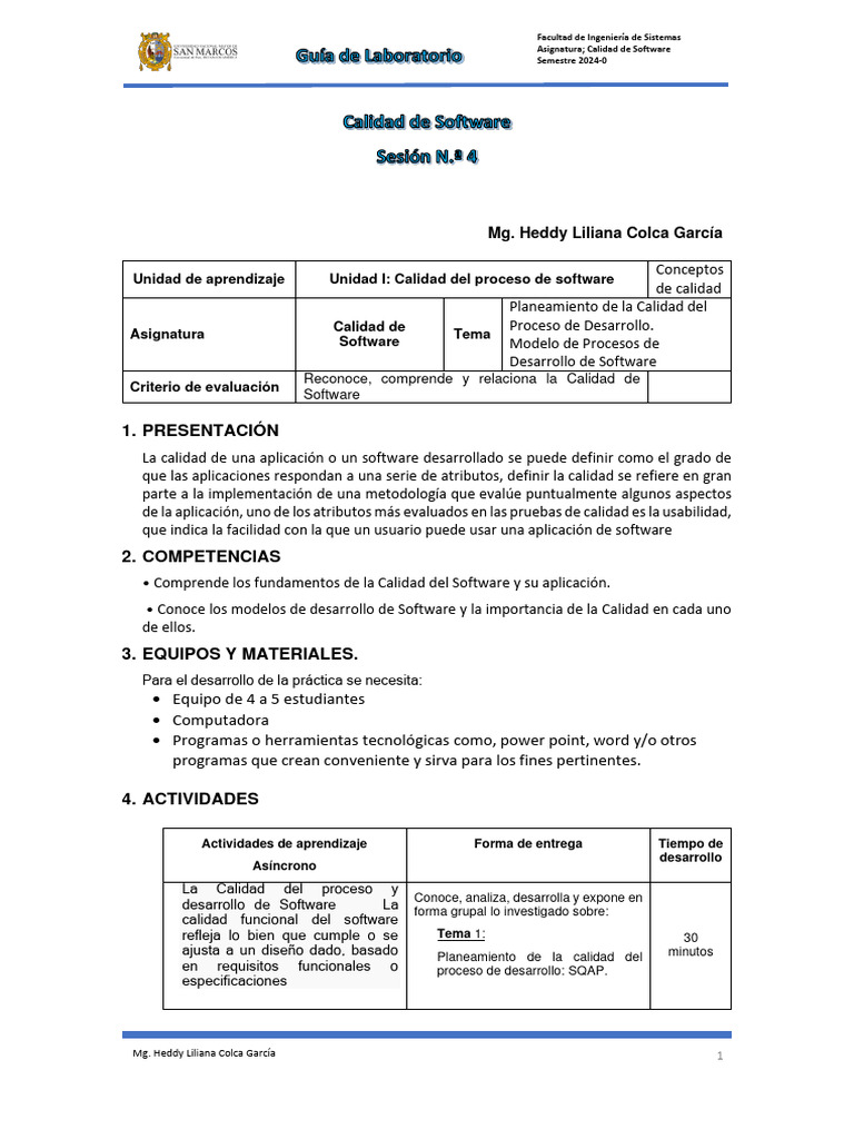 Guía de Laboratorio No 4-Calidad de Software | Descargar gratis PDF ...