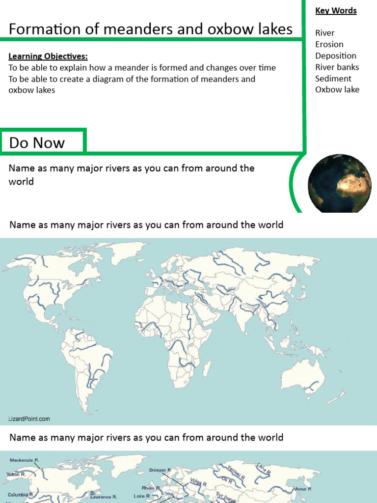 Formation of Meanders and Oxbow Lakes | PDF | River | Hydrology