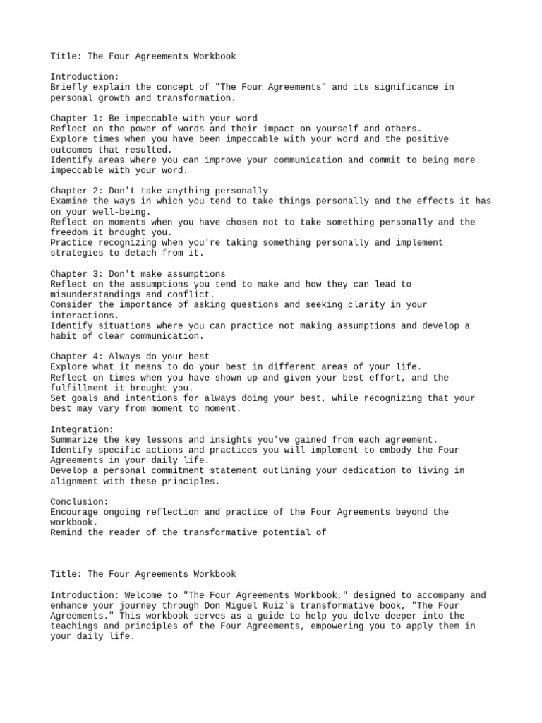 The Four Agreements WORKBOOK | PDF | Experience | Mindset