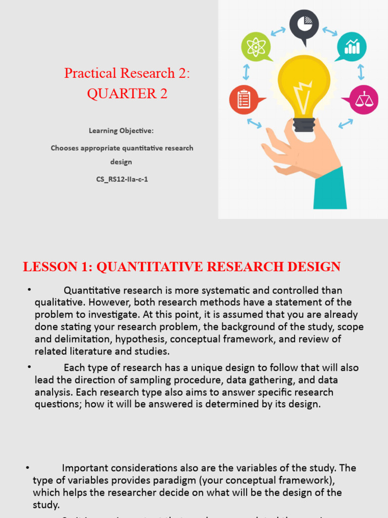 q2 m1 Quantitative Research Design | PDF | Experiment | Quantitative Research