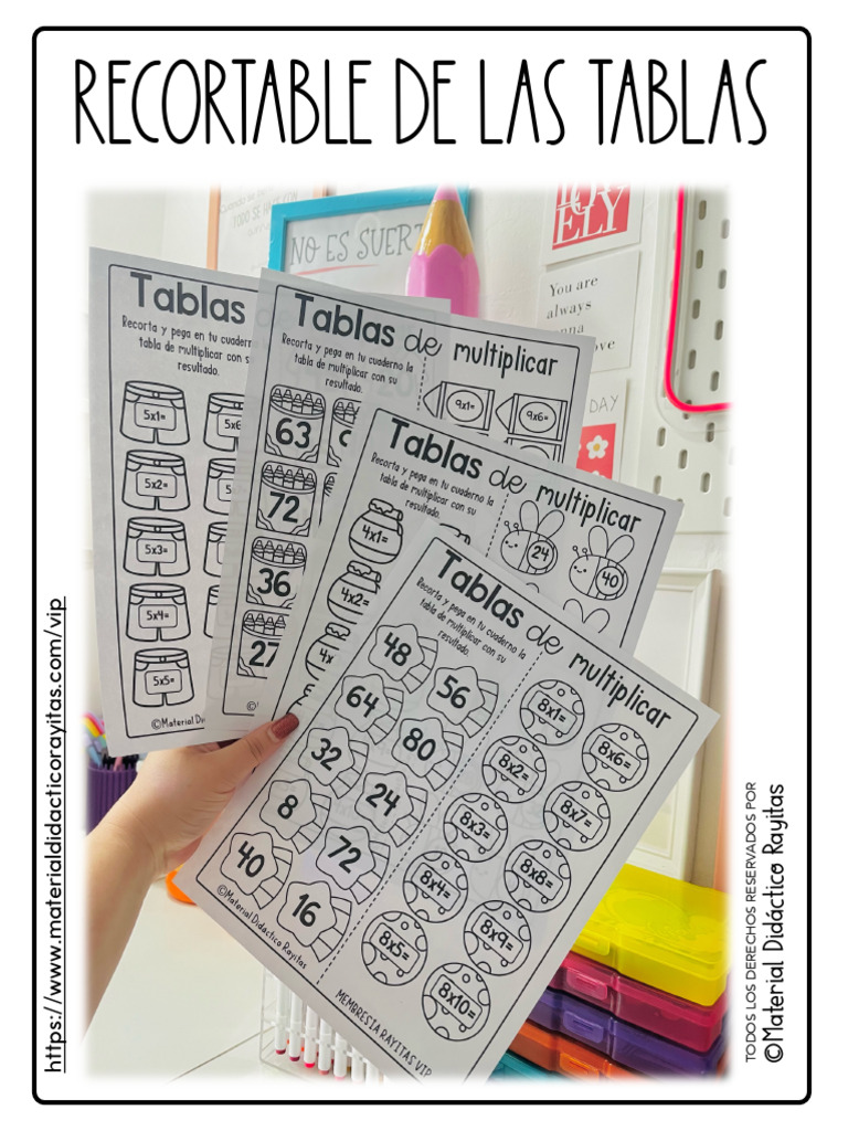 Recortable Tablas de Multiplicar 5 | PDF