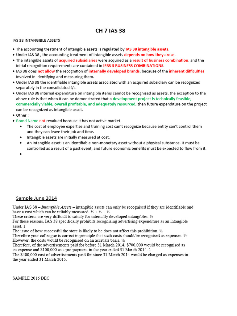 CH 7 Ias 38 Intangible Assets+ Ifrs 3 Goodwill | PDF | International ...