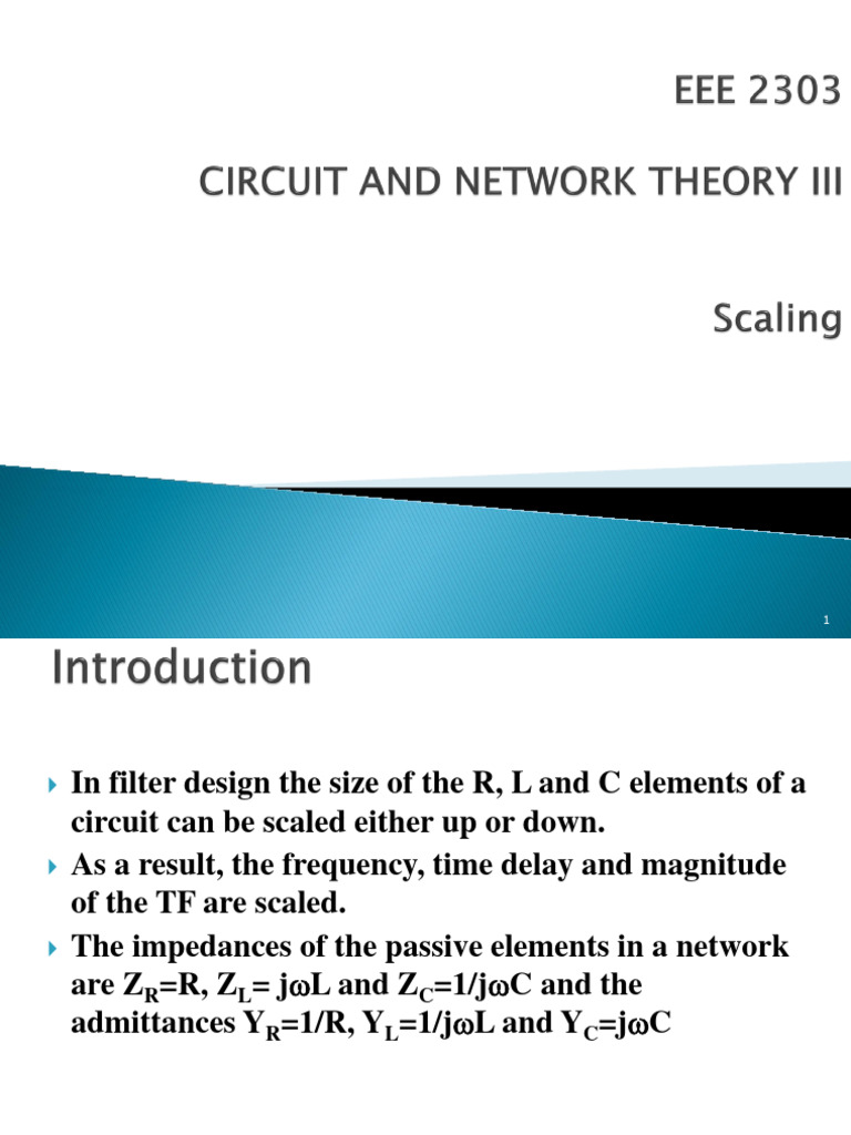 Lecture 11 - Scaling Lecture | PDF | Electronic Filter | Electrical Impedance