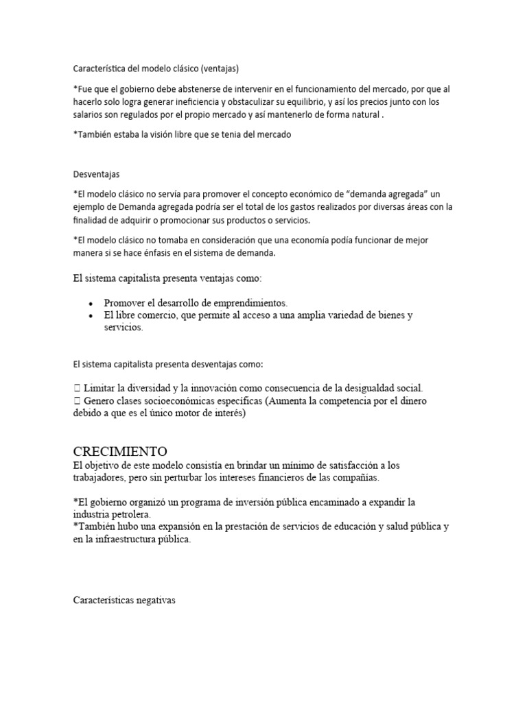 Característica Del Modelo Clásico | PDF