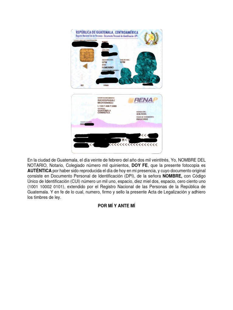 Ejemplo de Autentica de Dpi | PDF