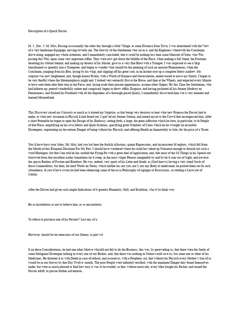 Description of A Quack Doctor | PDF