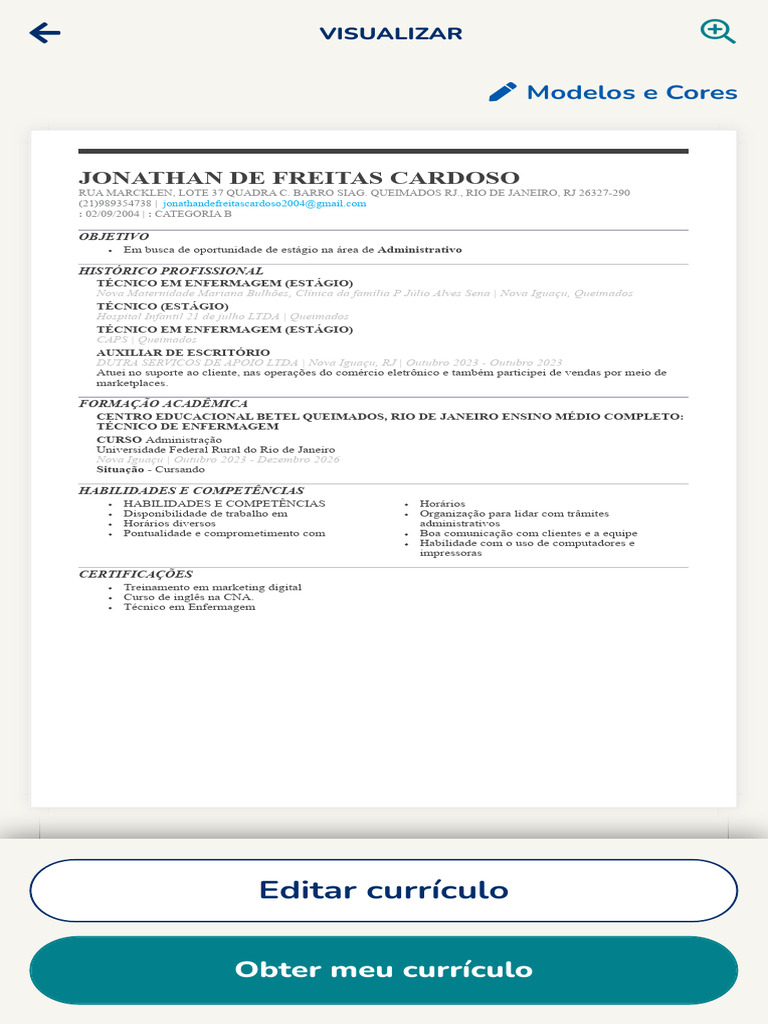 Finalizar Currículo - Meu Currículo Perfeito | PDF