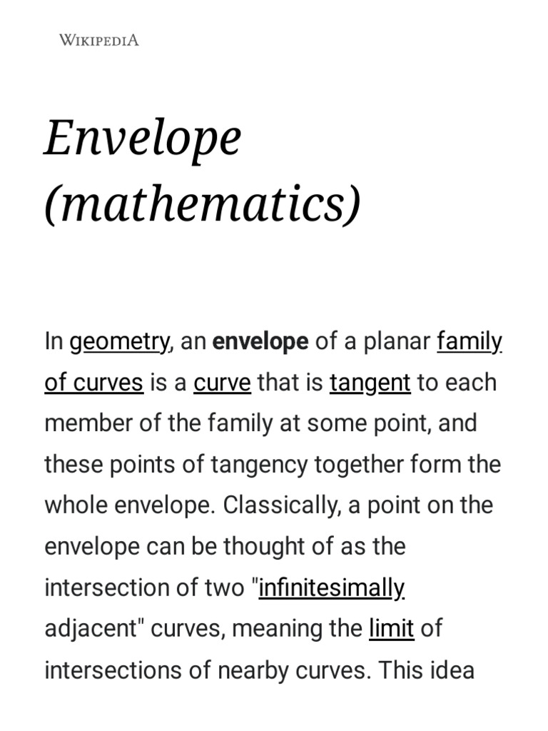 Envelope (Mathematics) - Wikipedia | PDF | Teaching Methods & Materials
