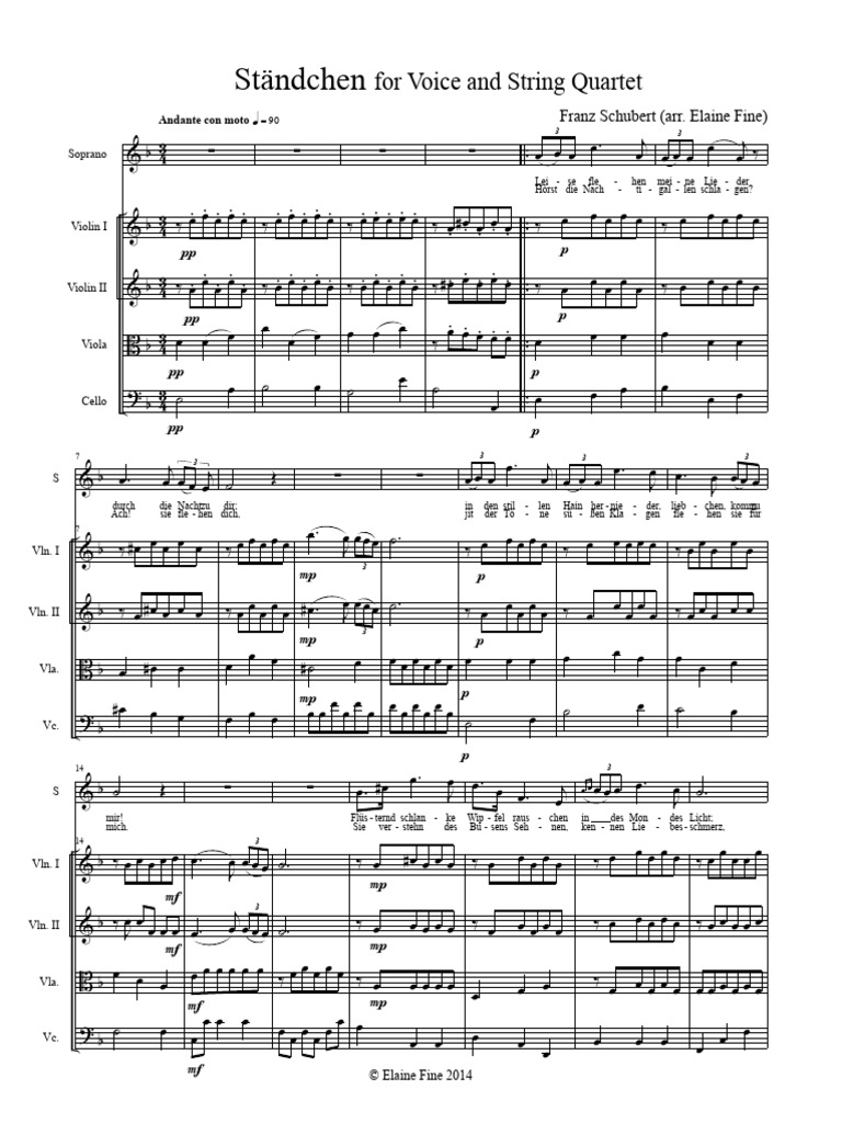 Schubert Standchen For Soprano and Quartet | PDF
