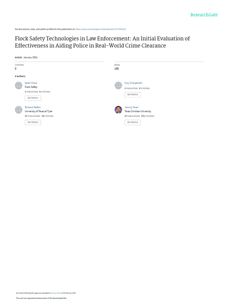 Flock Safety Technologies in Law Enforcement: An Initial Evaluation of ...