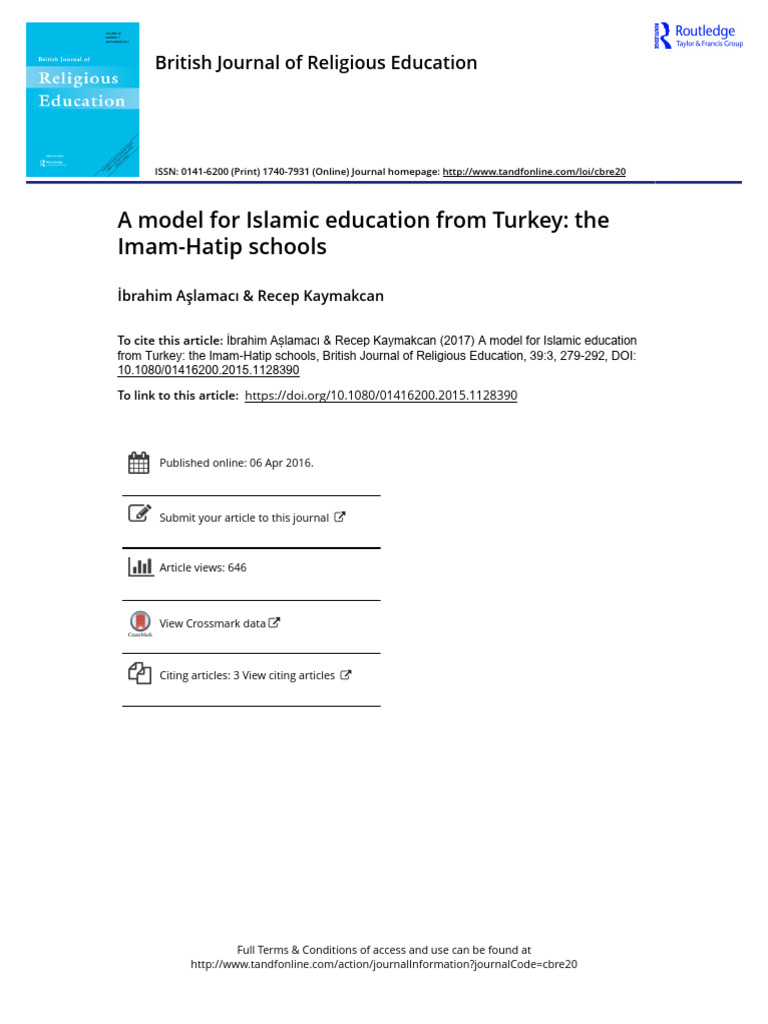 A Model For Islamic Education From Turkey The Imam Hatip Schools | PDF