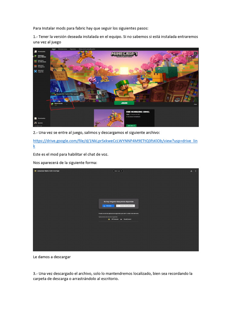 Pasos para Descargar Mods en Fabric | PDF