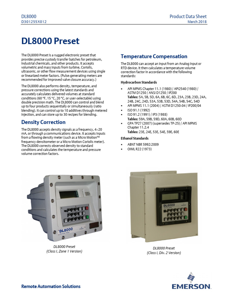 Product Data Sheet dl8000 | PDF