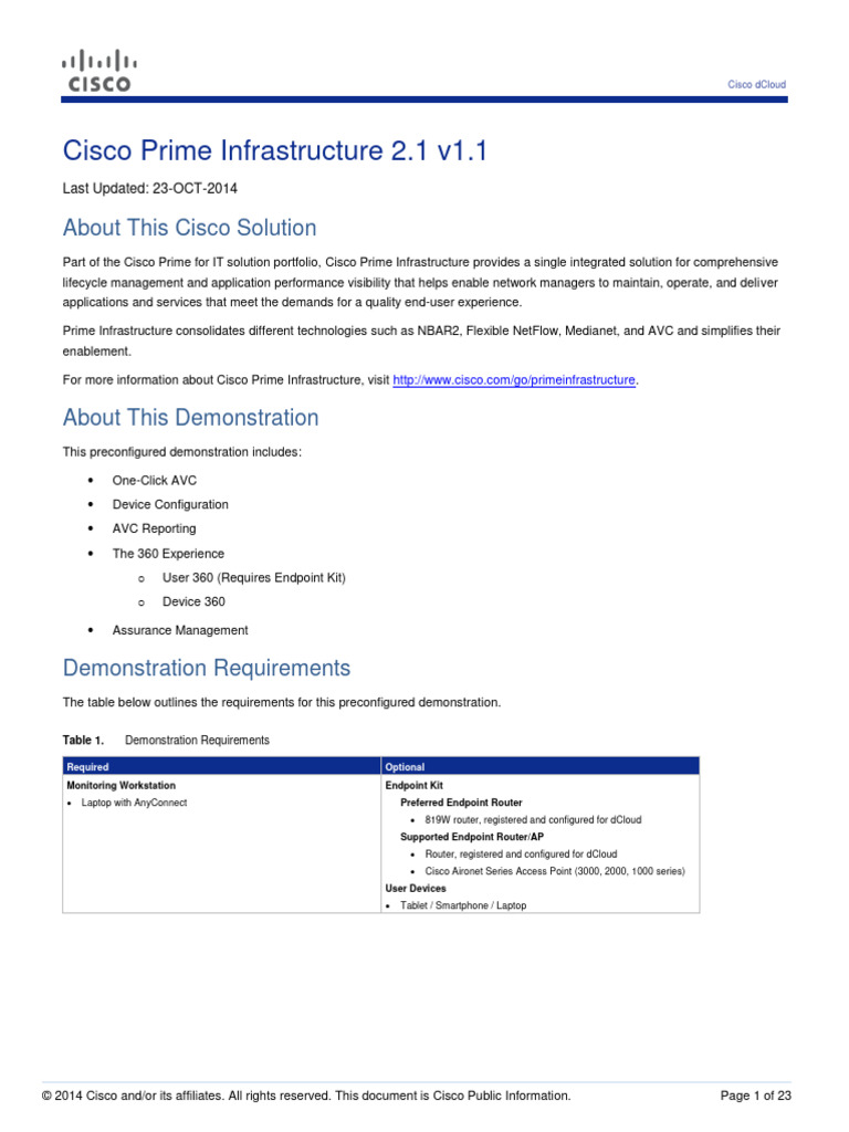 Prime Infrastructure 2-1 v1-1 Demo Script | PDF | Wireless Lan ...