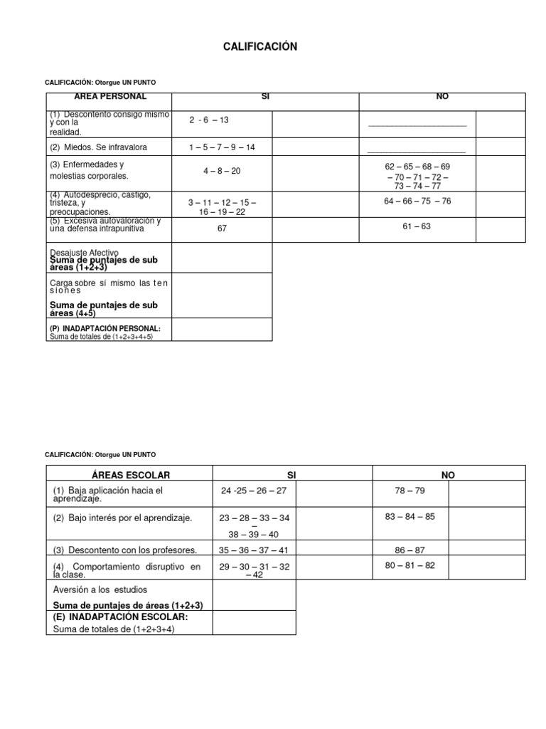 Hoja Calificación Tamai-Ii | PDF