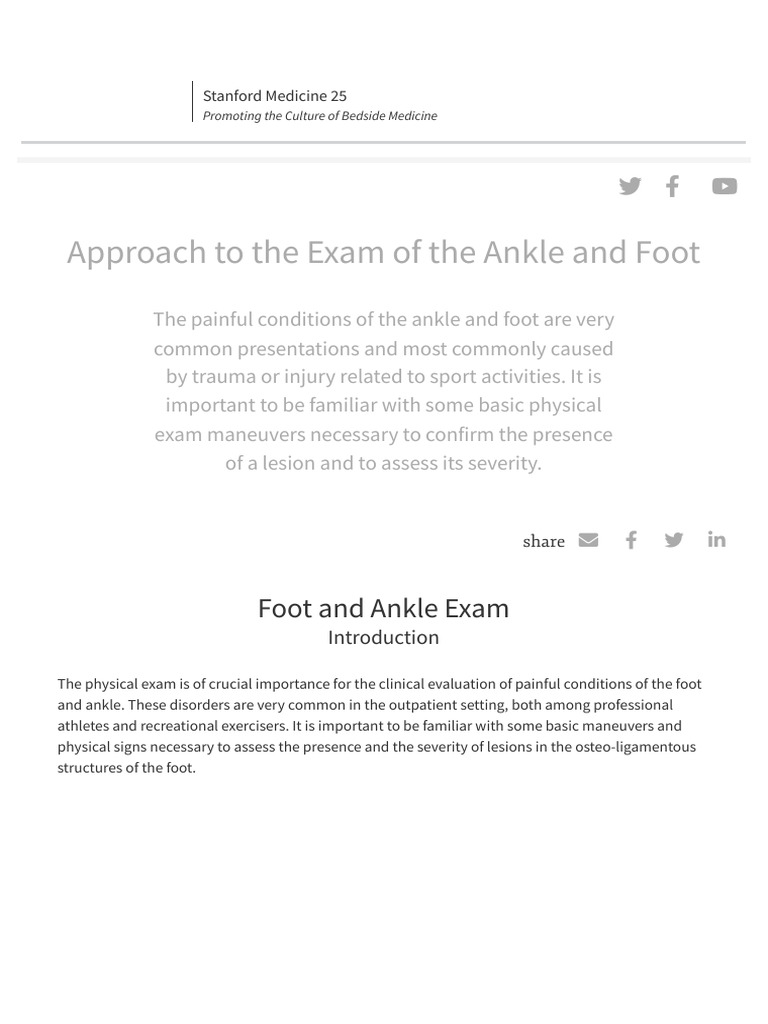Exam FootAnkle | PDF | Ankle | Foot