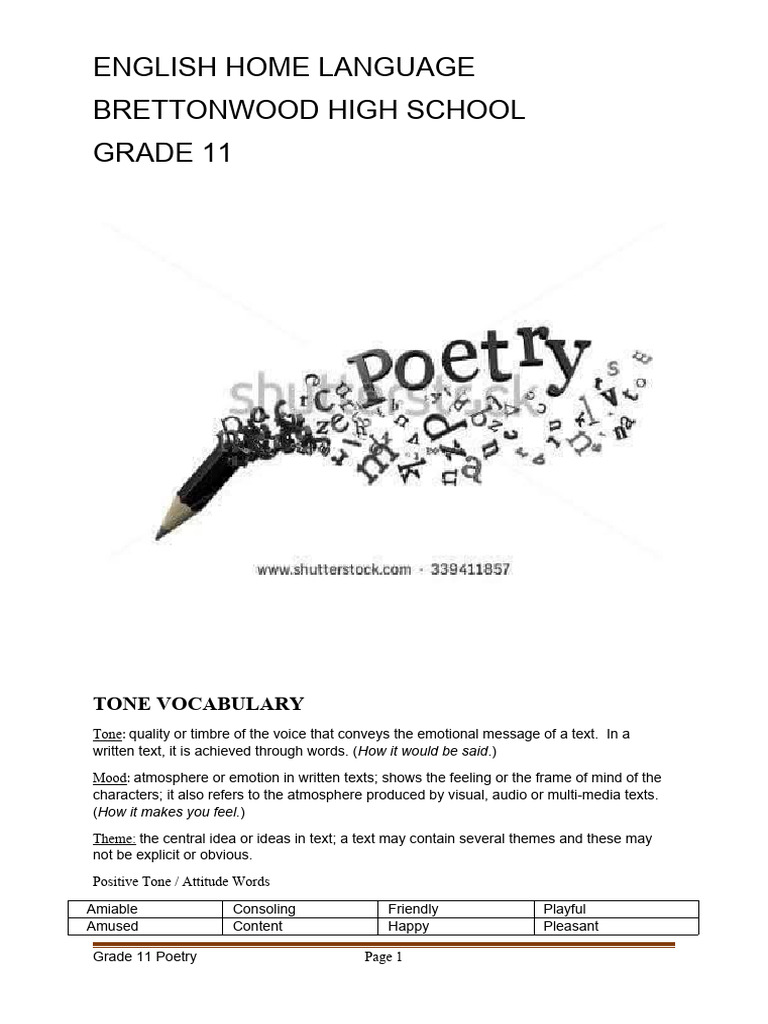 Grade 11 Poetry 2o2o 2 | PDF | Poetry