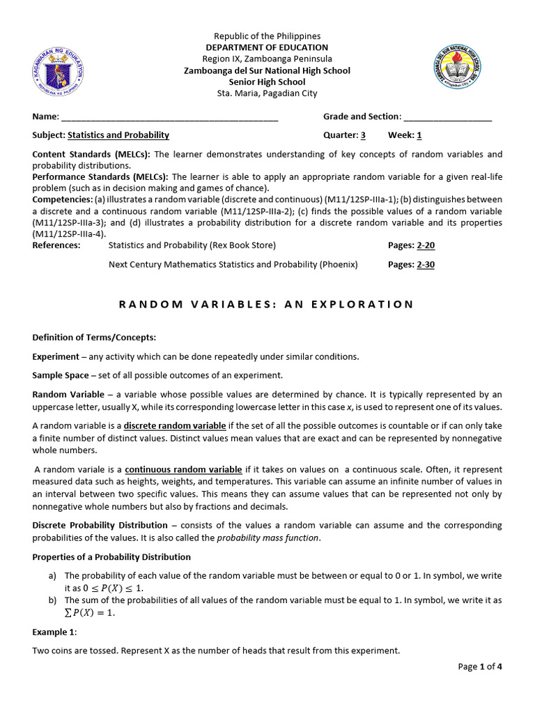Random Variables & Probability Guide | PDF | Probability Distribution | Random Variable