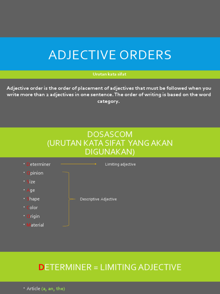Adjective Order Guidelines | PDF