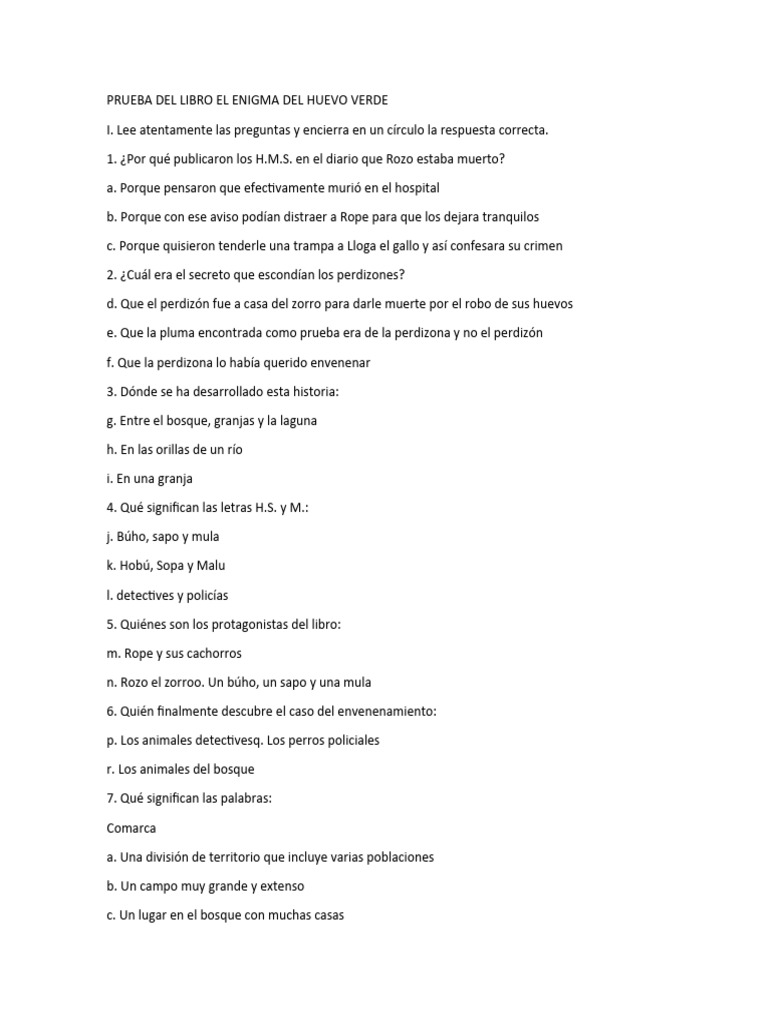 Enigma del Huevo Verde: Prueba | PDF | Pollo | Huevo