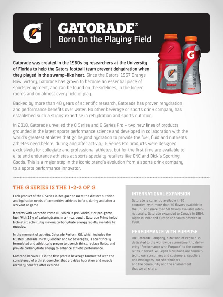 Gatorade Company Fact Sheet | Sports | Beverages