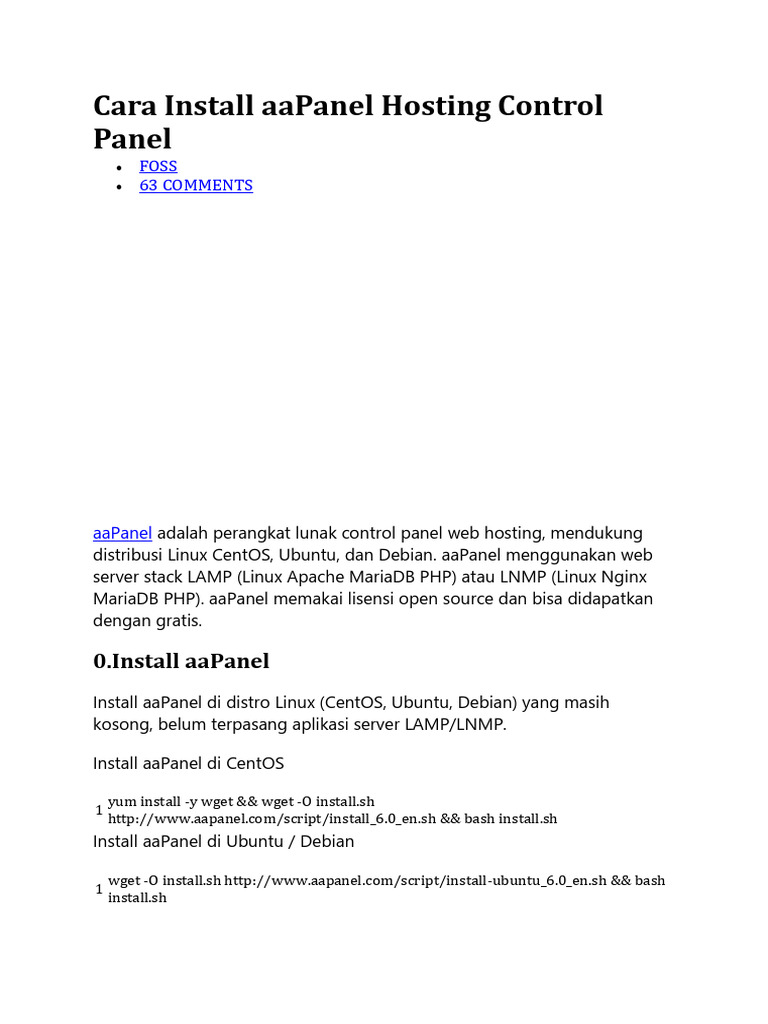 Cara Install Aapanel Hosting Control Panel | PDF | Networking | Web Server
