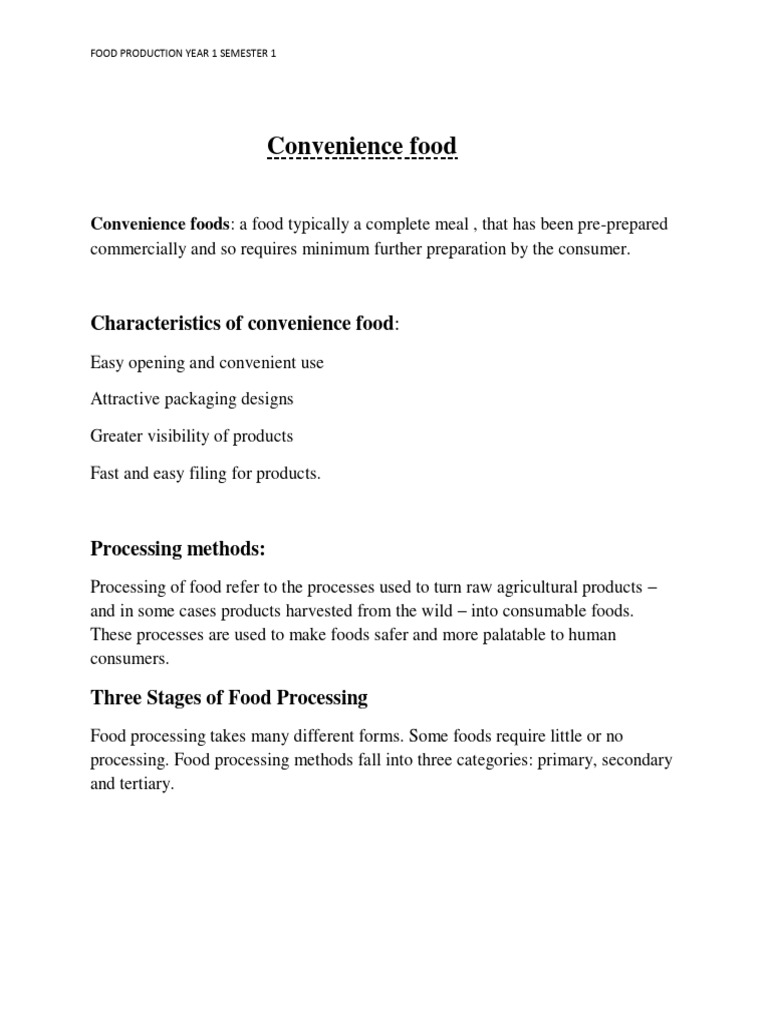 Chap 6 Convenience Foods PDF Food Preservation Food Processing